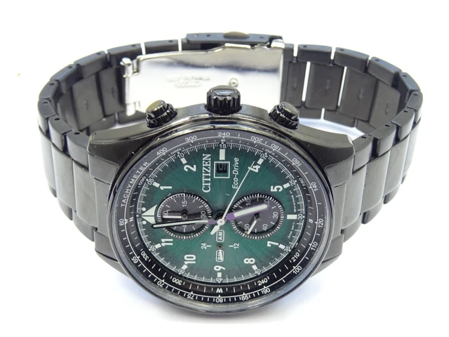 CITIZEN ECO DRIVE 42mm Green Dial Chronograph Wristwatch S126941 NO ...