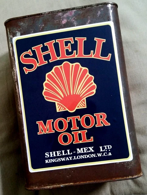 SHELL MOTOR OIL CAN Sticker Decal 22CM Garage Service Station Retro ...