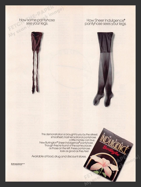 SHEER INDULGENCE BURLINGTON Pantyhose Hosiery 1980s Print Advertisement ...