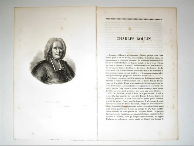CHARLES ROLLIN 1661-1741 Paris Historien Professeur Ecrivain Histoire ...