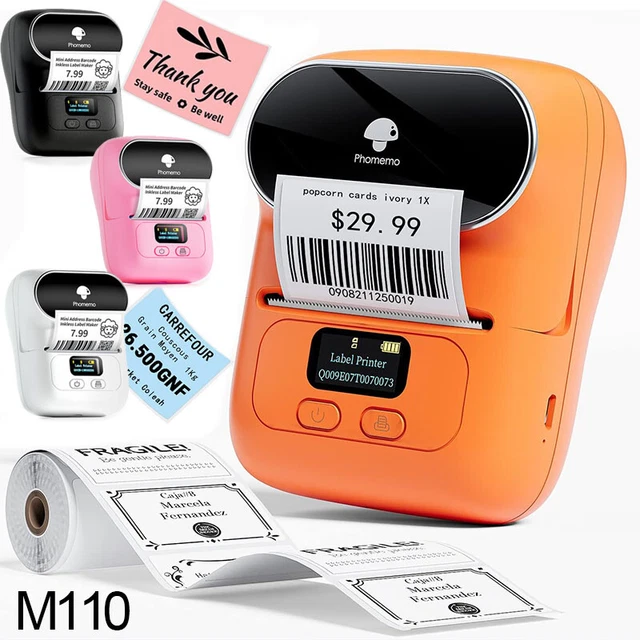 PHOMEMO M110 LABEL Maker Machine Thermal Bluetooth Mini Label Barcode ...