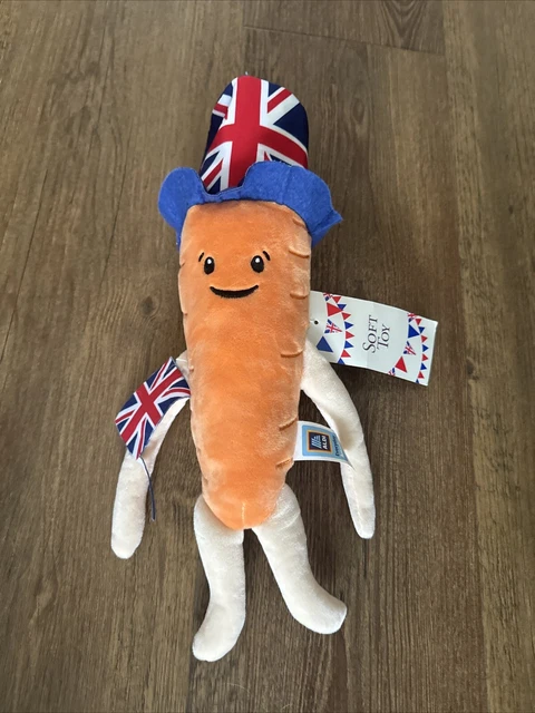 KEVIN THE CARROT Waving Union Jack Flag Queen's 70th Jubilee Plush Soft ...