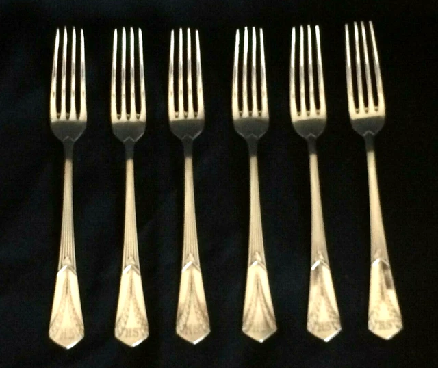 6 WMF EMPIRE Jugendstil Gabeln 90er versilbert Modell 26 HS Monogramm ...
