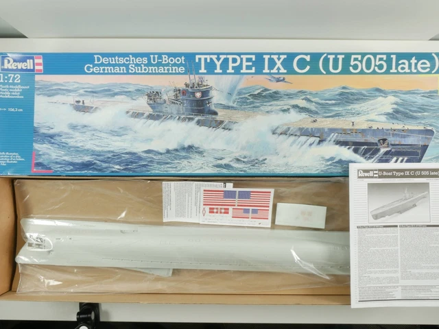 REVELL 05114 DEUTSCHES U-Boot Typ IX C U 505 1/72 Kit wie NEU! OVP 1701 ...