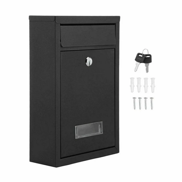 WALL POST BOX Lockable Letterbox Mounted Letter Mail Mailbox Large 3 ...