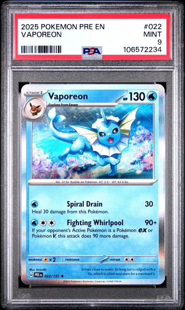 2025 POKEMON PRE En-Prismatic Evolutions #022 Vaporeon Psa 9 £19.68 ...