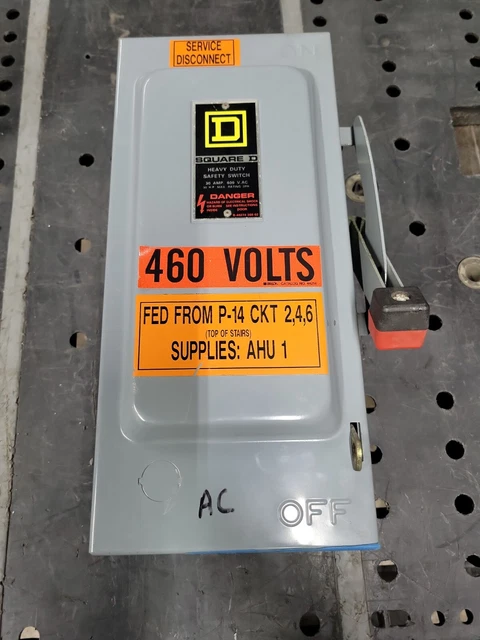 SQUARE D Heavy Duty Safety Switch 30 amp 600 volt HU361 Non Fuses ...
