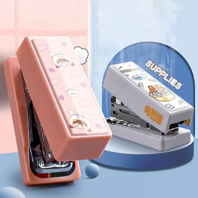 PLASTIC MINI STAPLER Metal Binding Tools New Cartoon Metal Stapler Set ...