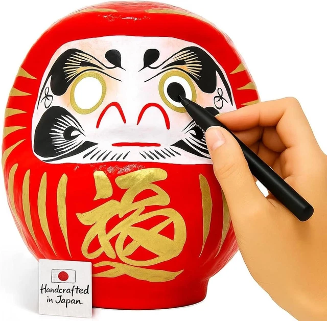 DARUMA DOLL HANDMADE In Japan Authentic Red 4.7in Traditional Japanese ...