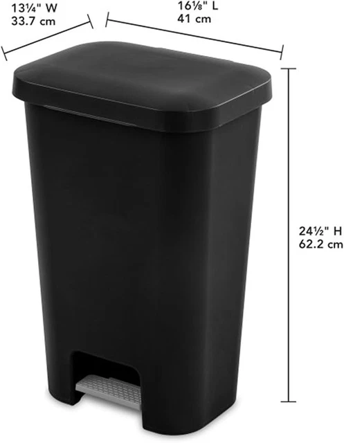 STERILITE 1069 11.9 Gal Rectangle Step On Trash Kitchen Wastebasket ...