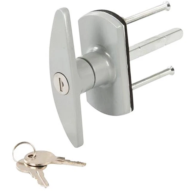 GARAGE DOOR T HANDLE LOCK 75mm Square Spindle Keys Spare Part ...