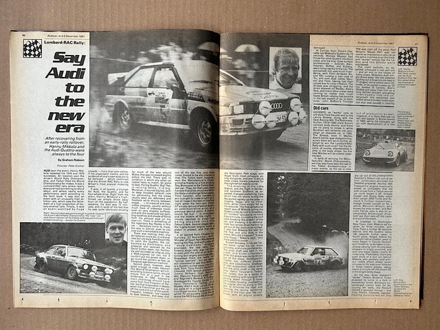 AUDI QUATRO RALLY CAR MOTOR MAGAZINE DECEMBER 5 1981 - Quatro cover ...