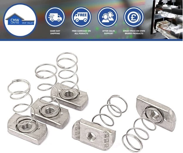 CHANNEL NUTS SHORT/LONG Spring M6/M8/M10/M12 Fixing Strut Unistrut ...