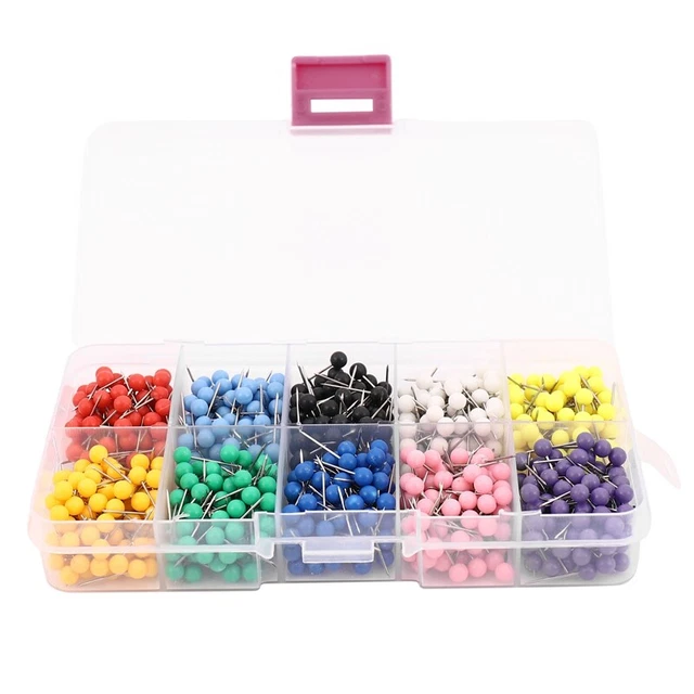 1000 PIECES 1/8 inch Map Push Pins Map Tacks with Plastic Round Heads ...