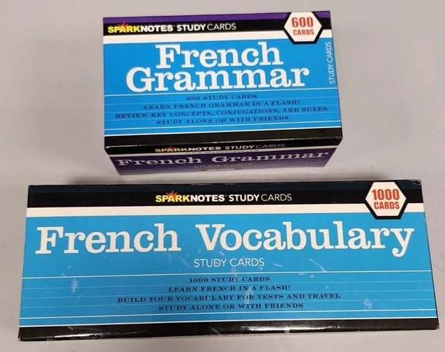 FRENCH GRAMMAR (600) and Vocabulary (1000) Study Cards, Sparknotes ...