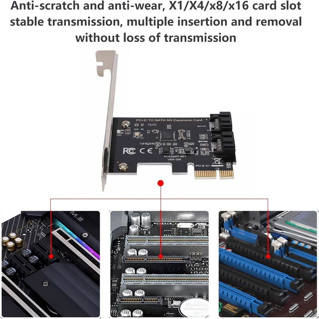 PCI-E SATA CARD 2 Port,PCI Express to SATA 3.0 6Gbps SATA Controller ...