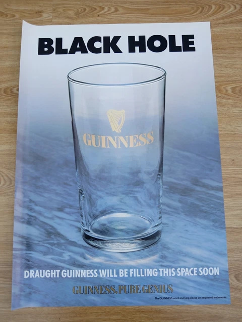 ORIGINAL GUINNESS BLACK Hole vintage Advertising poster Pint Glass ...