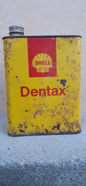 BIDON METAL 2L SHELL Dentax 2 litres déco Garage retro Vintage Ancien ...
