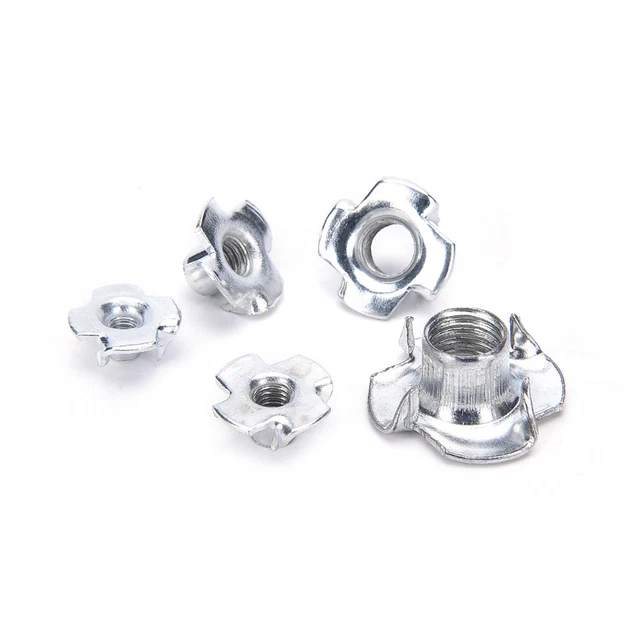 10X M4/M5/M6/M8/M10 FOUR Prong Furniture T Nut Inserts For Wood Zinc ...