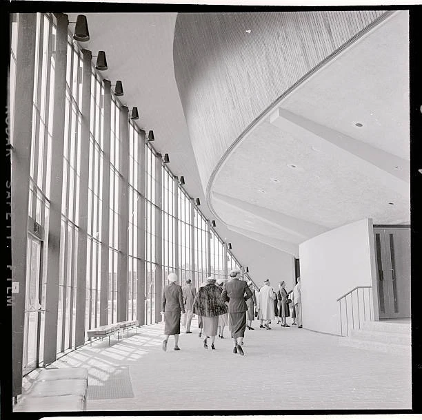 KRESGE AUDITORIUM 1955 Photo - The lobby of the novel building is ...