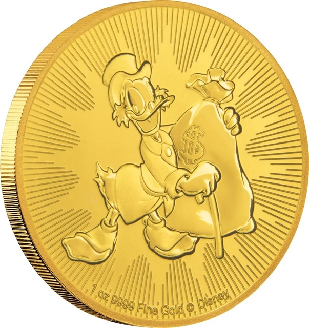 GOLD MÜNZE DISNEY Dagobert Duck Uncle Scrooge McDuck Niue 1 Oz 9999 24k Karat EUR 3.999,00 ...