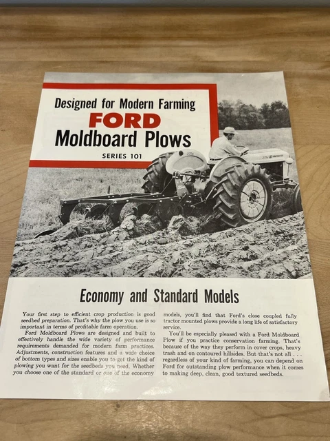 FORD TRACTOR 101 Series Moldboard Plows 1958 Brochure Farming Vintage ...