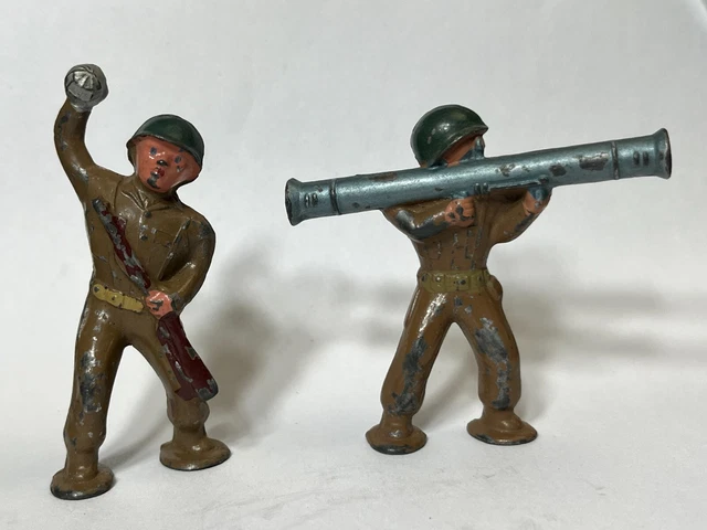 MANOIL BARCLAY LEAD Soldier Infantry Bazooka Grenade Attack Podfoot Lot ...