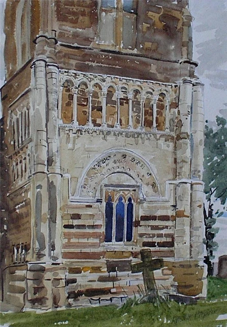 ST PETER’S CHURCH Northampton Watercolour 1950 Ralph Hartley British ...