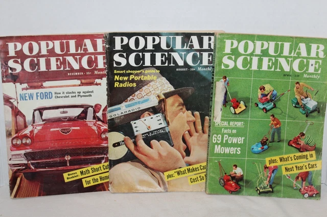 LOT OF 3~VINTAGE~POPULAR Science Monthly~MAGAZINES~1950's~Mowers~RADIOS ...