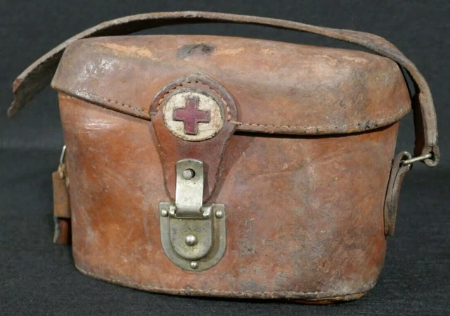 WWII IMPERIAL JAPANESE Army IJA Combat Medic Leather Field Pouch Vials ...