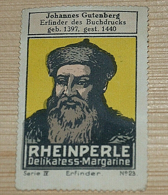 39445 VIGNETTE WERBEMARKE Rheinperle Delikatess Margarine Johannes ...