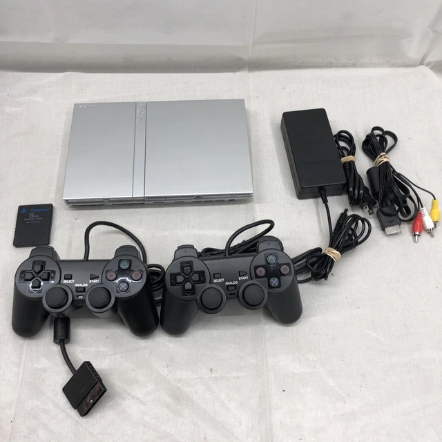 SONY PLAYSTATION 2 PS2 Slim Console - Satin Silver + 2 Controllers ...
