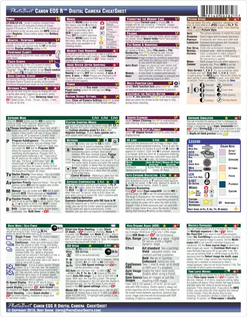 CHEATSHEET CANON EOS R5 Mirrorless DSLR Laminated Mini Guide to take along! EUR 11,66 - PicClick FR