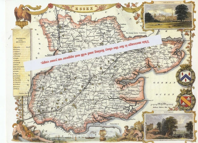 AN 1990'S COPY of a 1830's map of, Essex, (Approx. size A4). £4.95 ...