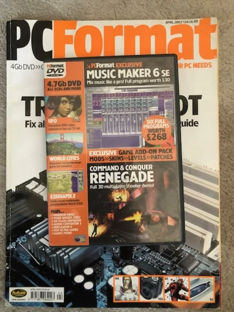 PC FORMAT MAGAZINE April 2002 issue 134 UFO GERRY ANDERSON WITH CD ROM ...