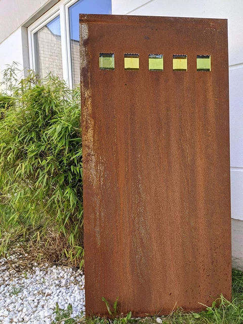 EDELROST GARTEN SICHTSCHUTZ Rost Sichtschutzwand mit Glas B75 H150cm ...