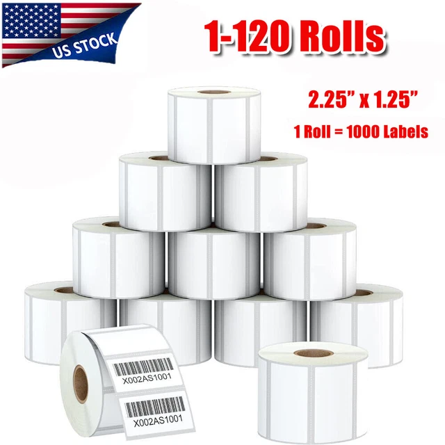 1000/ROLL 2.25X1.25 DIRECT Thermal Barcode Label for Zebra LP2824 ...