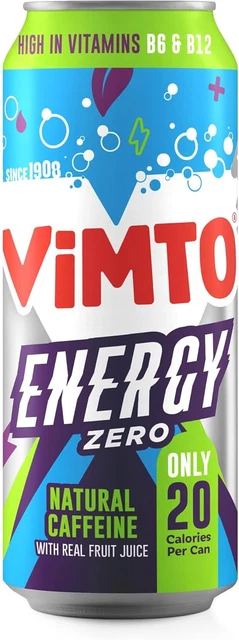 VIMTO ORIGINAL ENERGY Drink 12x500ml No Sugar Natural Caffeine + B ...