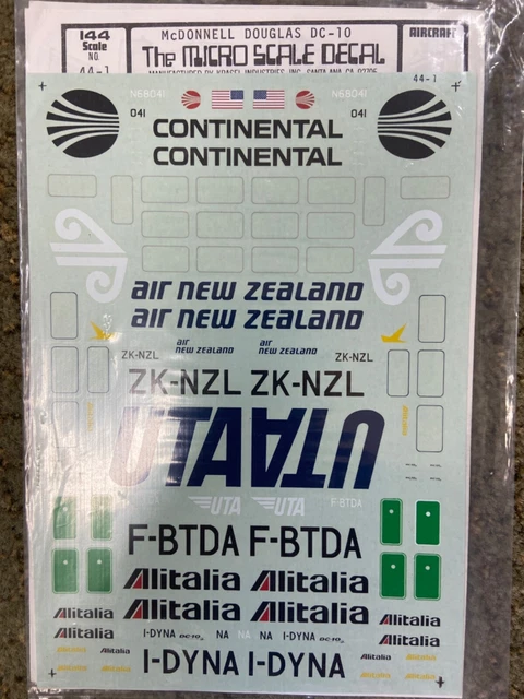 MCDONNELL DOUGLAS DC-10 airline decals decal sheet 144 scale by ...