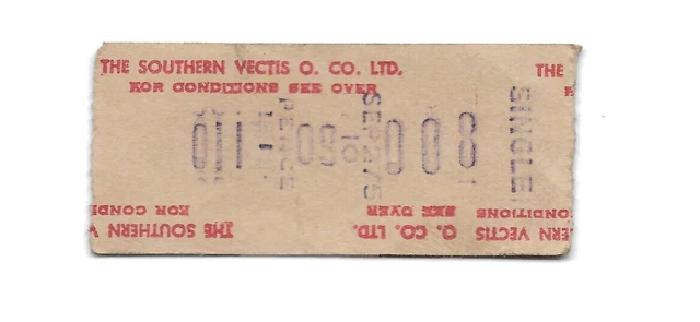 COLLECTABLE 1970S 11P Southern Vectis Isle of Wight Setright Bus Ticket ...