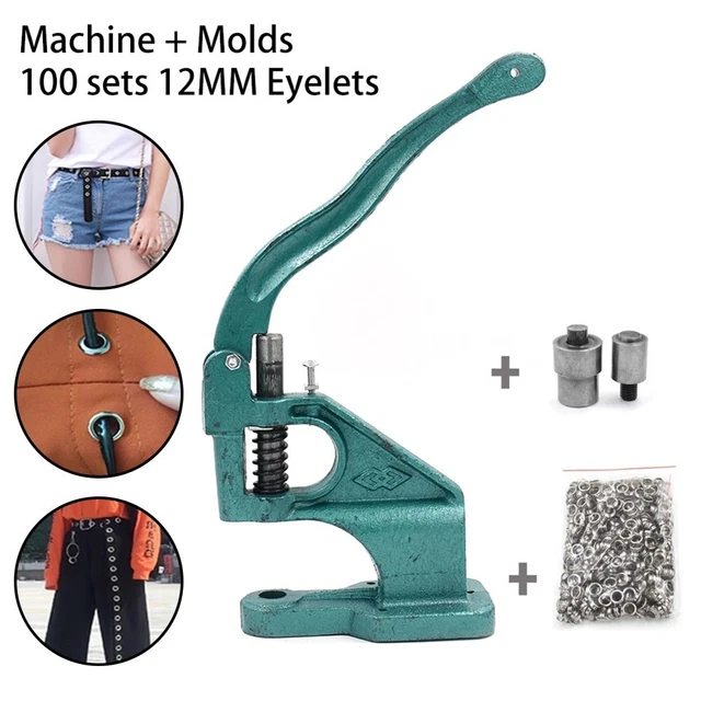 CONVENIENT EYELET PRESS Tool Set for Leather and Fabric 12mm Eyelets ...
