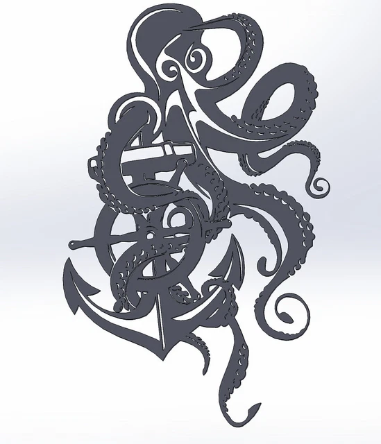 5 DXF FILE g-code Marine Octopus Tentacles Art Laser Cut Plasma Router ...