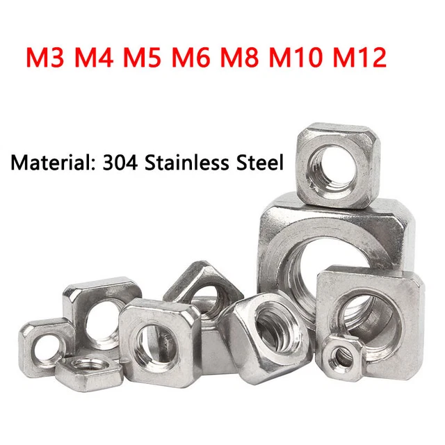 CHAMFERED SQUARE NUTS Thick Type Stainless Steel M3 M4 M5 M6 M8 M10 M12 DIN 557 EUR 1,55 ...