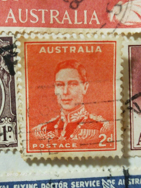 AUSTRALIA KING GEORGE VI Stamp 2D. Red. Australian Stamp - Very Good ...