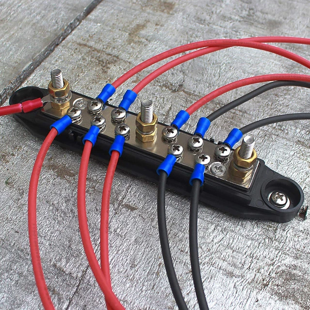 BUS BAR TERMINAL Power Distribution Block DC 48V M6 Studs for RV (Black ...