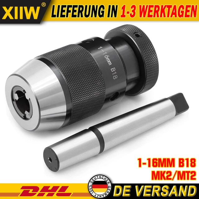BOHRFUTTER SCHNELLSPANN-BOHRFUTTER 1-16MM B18 + Kegeldorn MK2/MT2 Austreiblappen EUR 24,99 ...