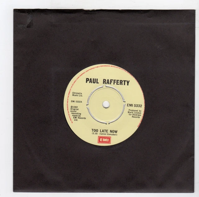 (S62) PAUL RAFFERTY, Too Late Now - 1982 - 7 inch vinyl EUR 6,06 ...