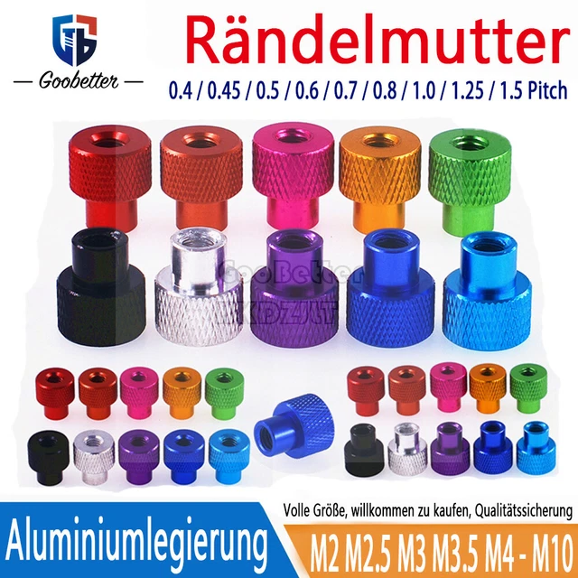 M2 M2.5 M3 M3.5 M4 M5 M6 M8 M10 Rändelmutter hohe Form Raendelmuttern Rundmutter EUR 1,19 ...