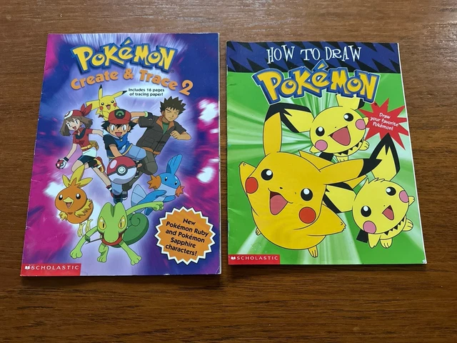 POKEMON HOW TO Draw Create & Trace 2 Books Magazine Lot Vintage 2002 ...
