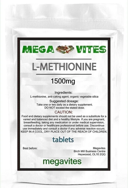 L-METHIONINE TABLETS 1500MG x 60 - IMMUNE HEALTH, LIVER DETOXIFY ...